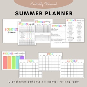 Printable Editable Summer Planner Bundle | Summer Calendar | Summer ...