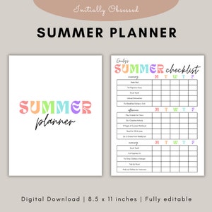 Printable Editable Summer Planner Bundle | Summer Calendar | Summer ...