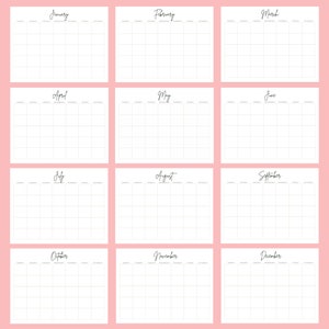 Blank Undated Monthly Calendar, Simple Calendar, Horizontal Printable ...