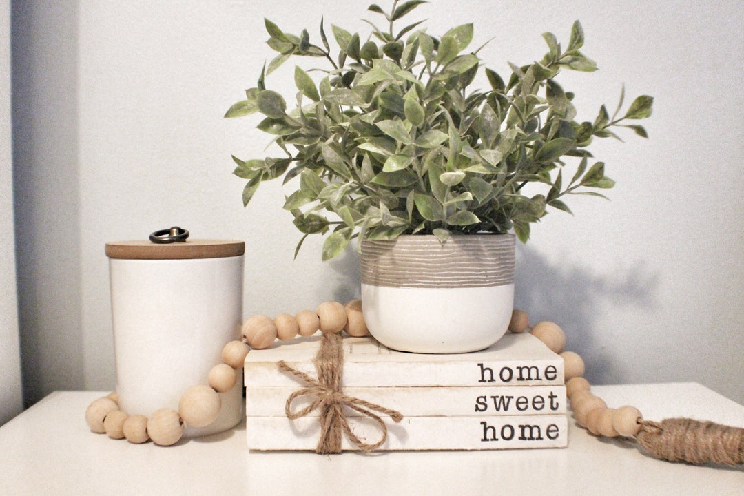 Home Sweet Home Book Stack, Handmade Home Decor, Housewarming Gift, New ...