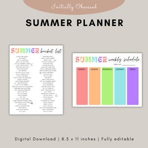 Printable Editable Summer Planner Bundle | Summer Calendar | Summer ...