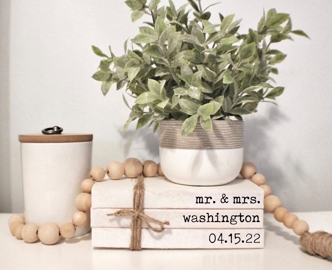 Mr. and Mrs. Book Stack, Engagement Gift, Wedding Gift, Wedding Decor ...