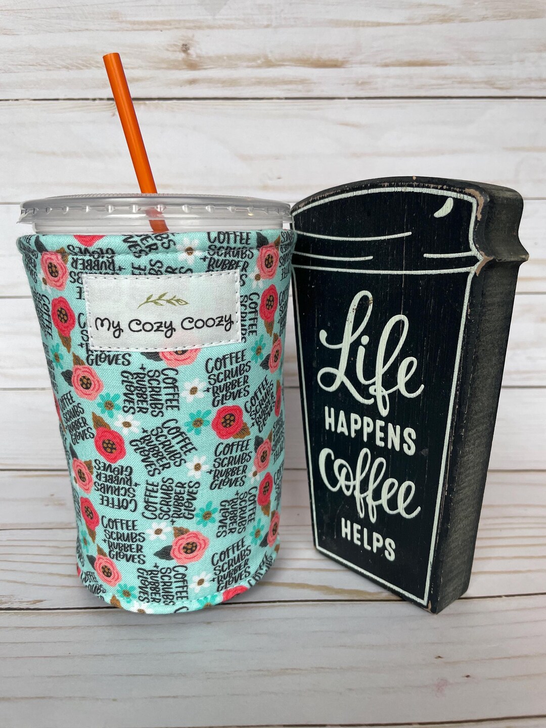 Coffee Scrubs and Rubber Gloves Nurse Medical Iced Coffee Cozy Reusable ...