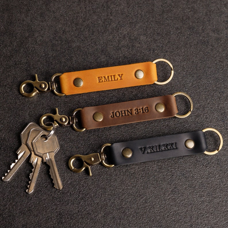Personalized Leather Key Fob Gift for Pastor, Religious Accessories for ...