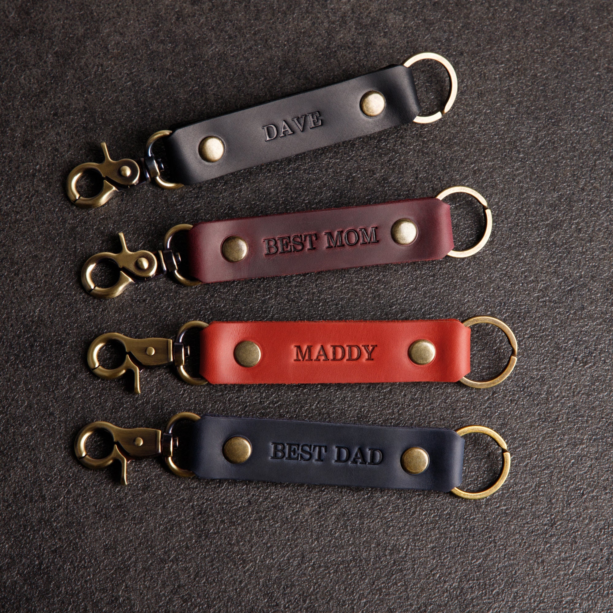 Personalized Leather Key Clip for Belt Loop With Keyring and Carabin ...