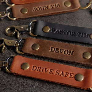 Personalized Leather Key Fob Gift for Pastor, Religious Accessories for ...