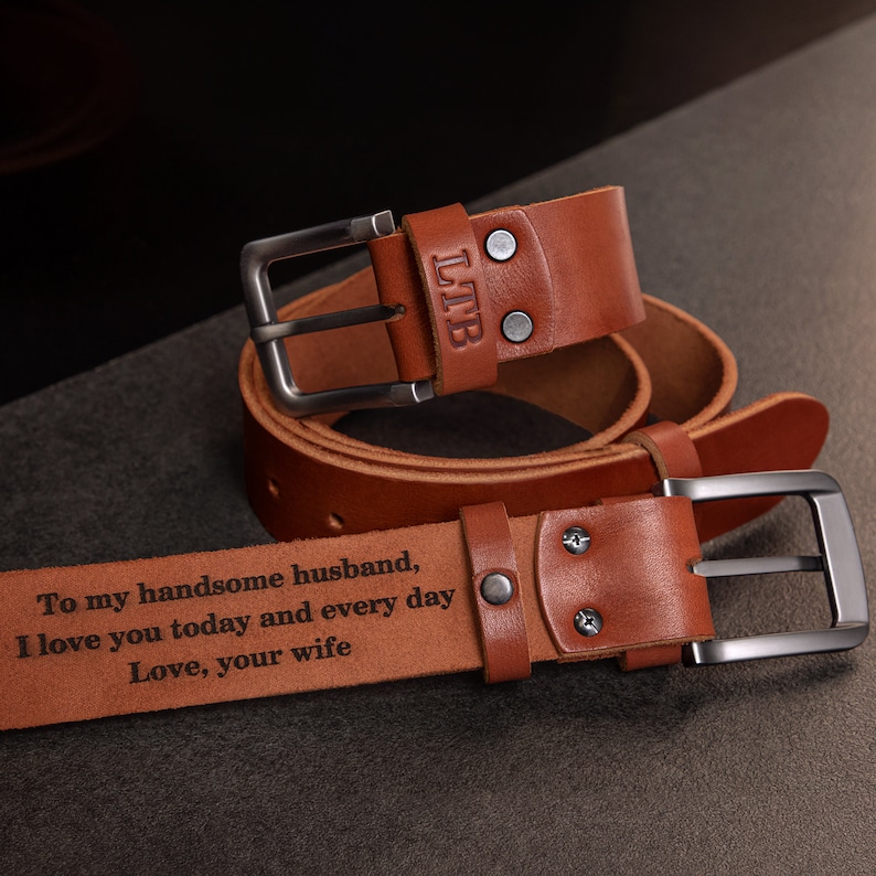 Personal Leather Belt With Name or Initials, Leather Belt With Secret ...