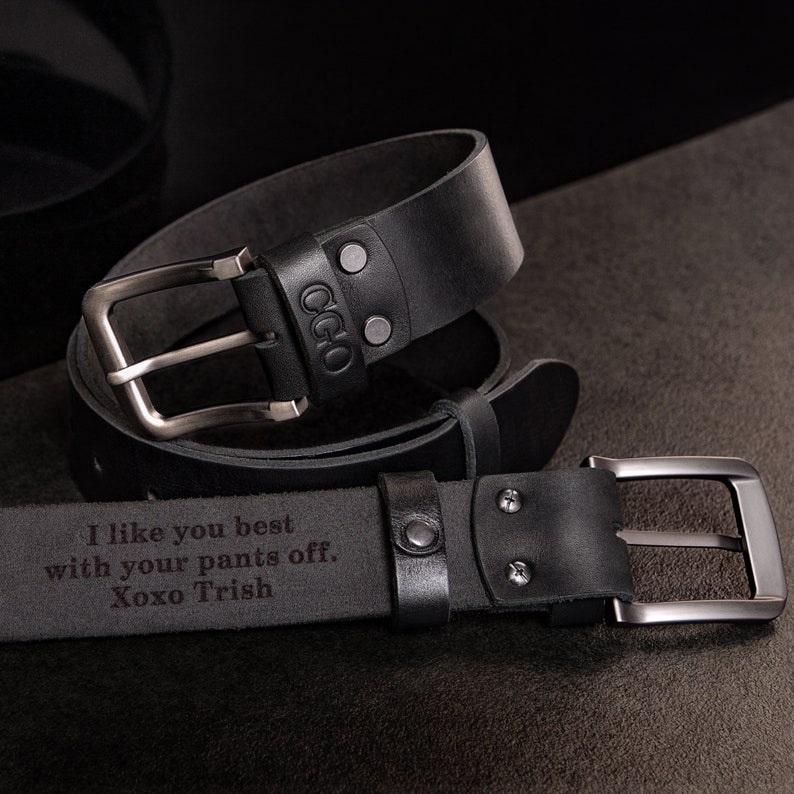 Personalized Mens Leather Belt, Laser Engraved, Gift for Husband ...