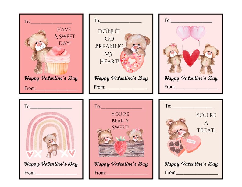 Teddy Bear Valentine Cards - Etsy