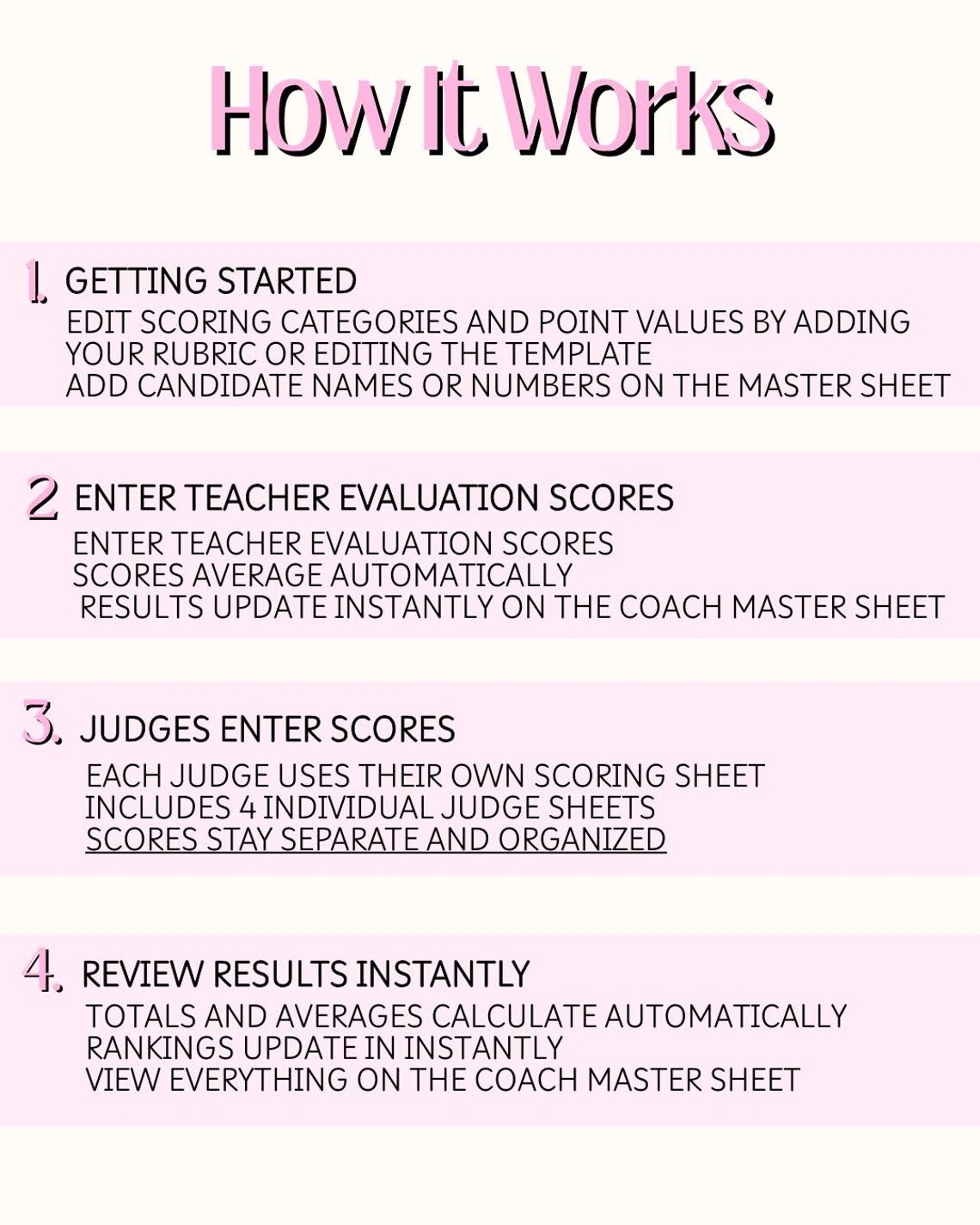 Cheer Tryout Scoring Spreadsheet | Auto-calculating Judges & Teacher ...