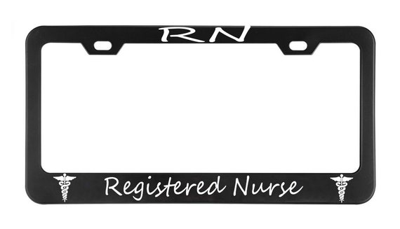 RN Registered Nurse Cursive cute badge Black Metal Frame Heavy | Etsy