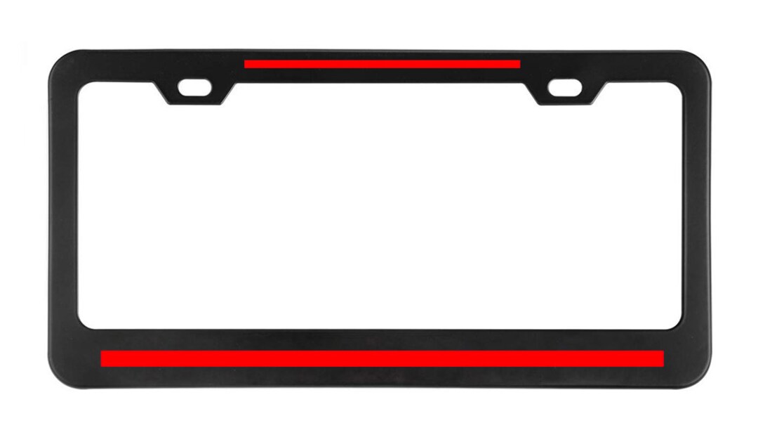 2 Single Red Lines Firefighter Medic Fire Rescue Black Metal Frame ...