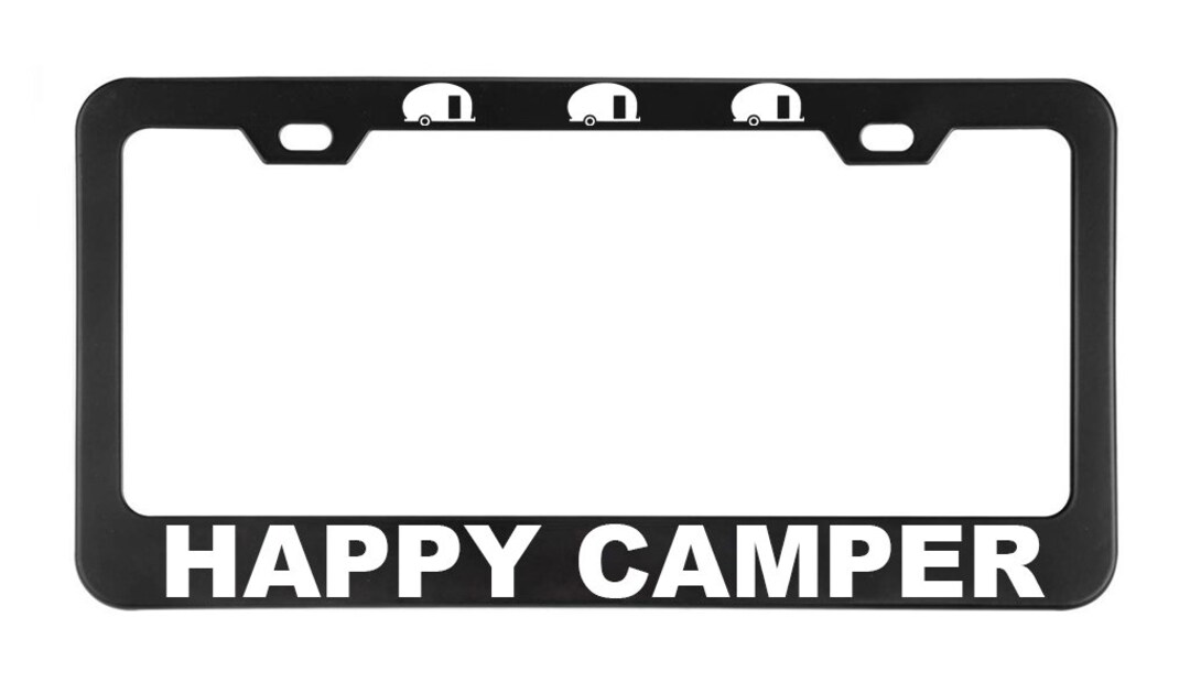 Happy Camper Black Metal License Plate Frame: Funny RV Tag Cover - Etsy