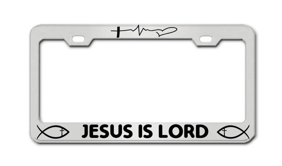 Jesus is Lord Ritual License Plate Frame Aluminum Metal Chrome Black ...