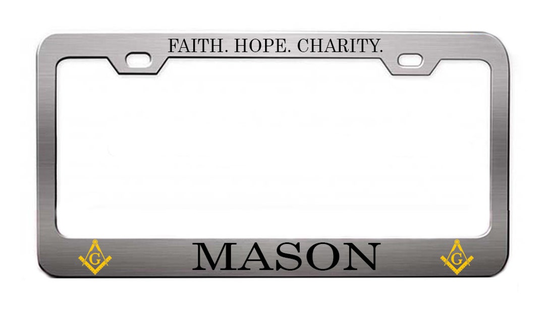 Mason License Plate Frame: Faith Hope Charity, Heavy Duty Metal - Etsy