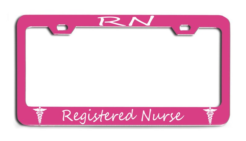 RN Registered Nurse Cursive cute badge Black Metal Frame Heavy | Etsy