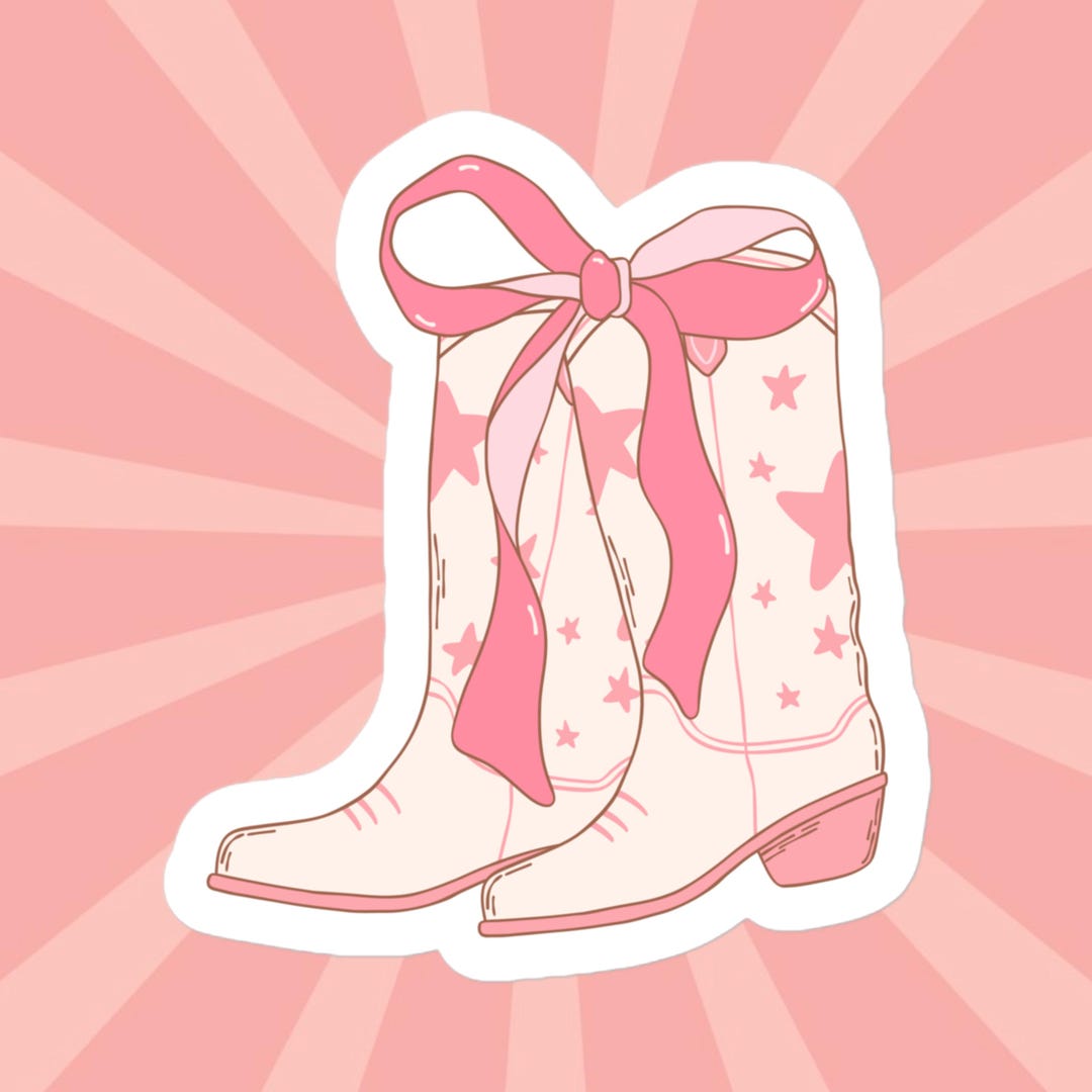 Pink Star Cowgirl Boots Sticker - Etsy