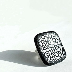 Modern Trendy Square Ring, Chunky Adjustable Ring for Women, Bold ...