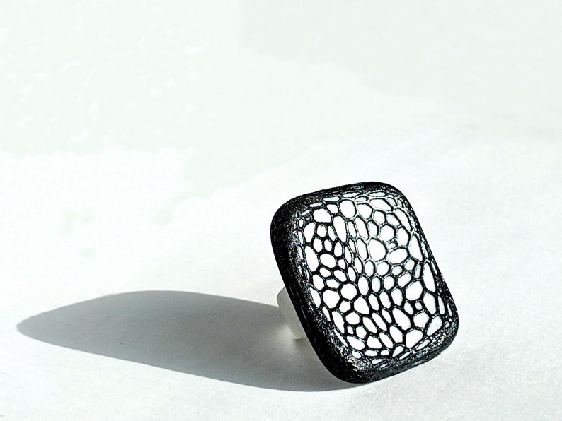 Modern Trendy Square Ring, Chunky Adjustable Ring for Women, Bold ...