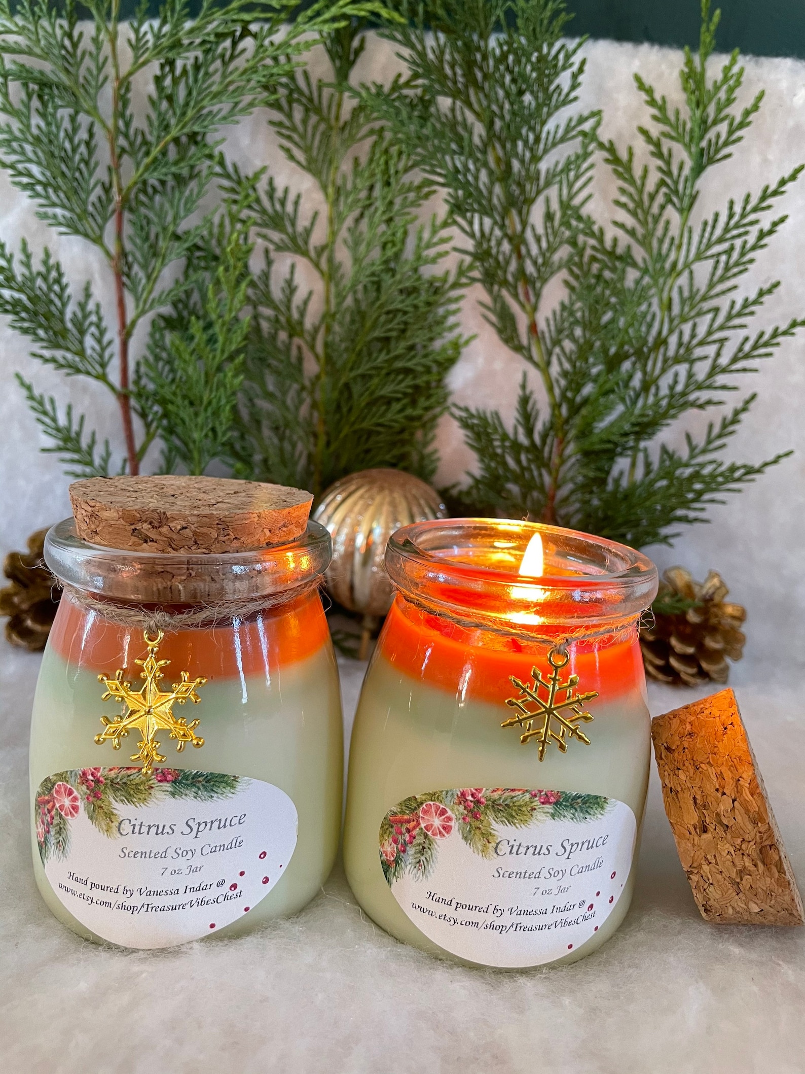 Citrus Spruce Christmas Candle Scented Soy Candle Pine And | Etsy