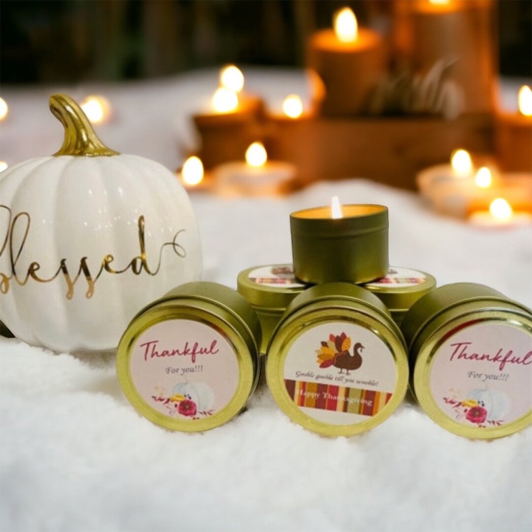 Thanksgiving Candle Favors, Thankful for You Design,thanksgiving Table ...