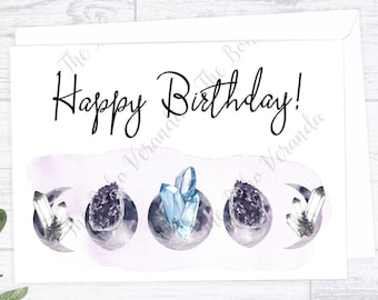 Happy Birthday Crystal Card Printable Instant Download Pastel | Etsy