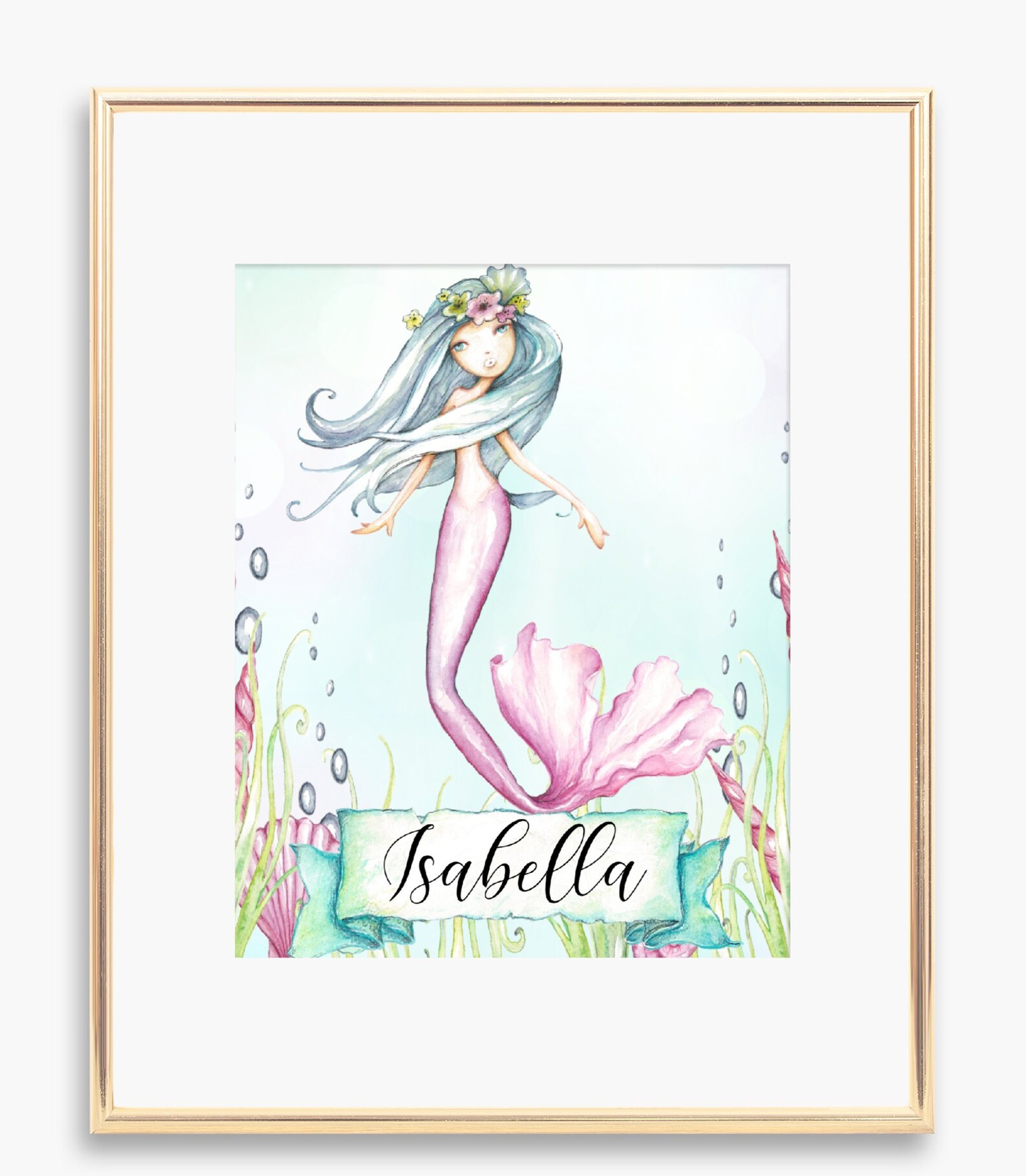 Printable Art Instant Download Mermaid Custom Name Girls Room - Etsy