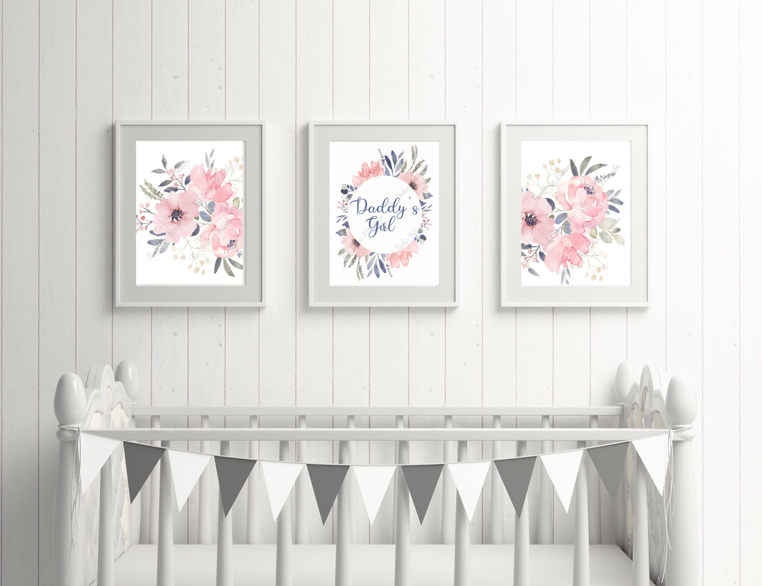 Printable Art Instant Download Set Boho Baby Flowers Floral Girls Room ...