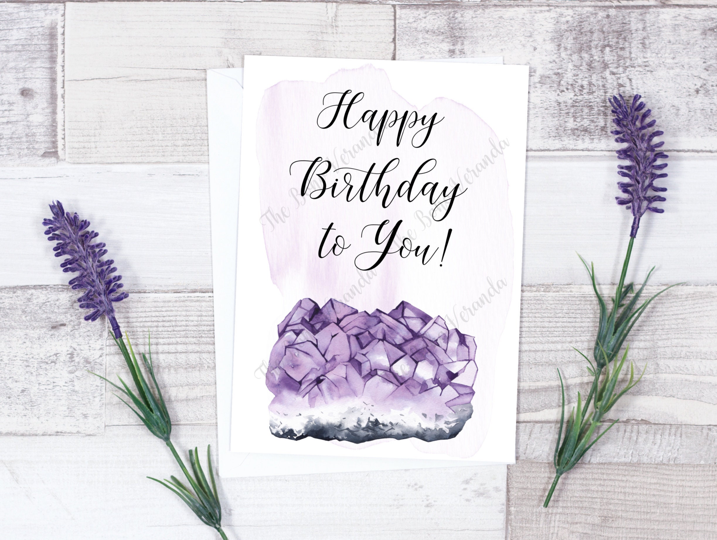 Happy Birthday Card Printable Card Instant Download Amethyst Crystal ...
