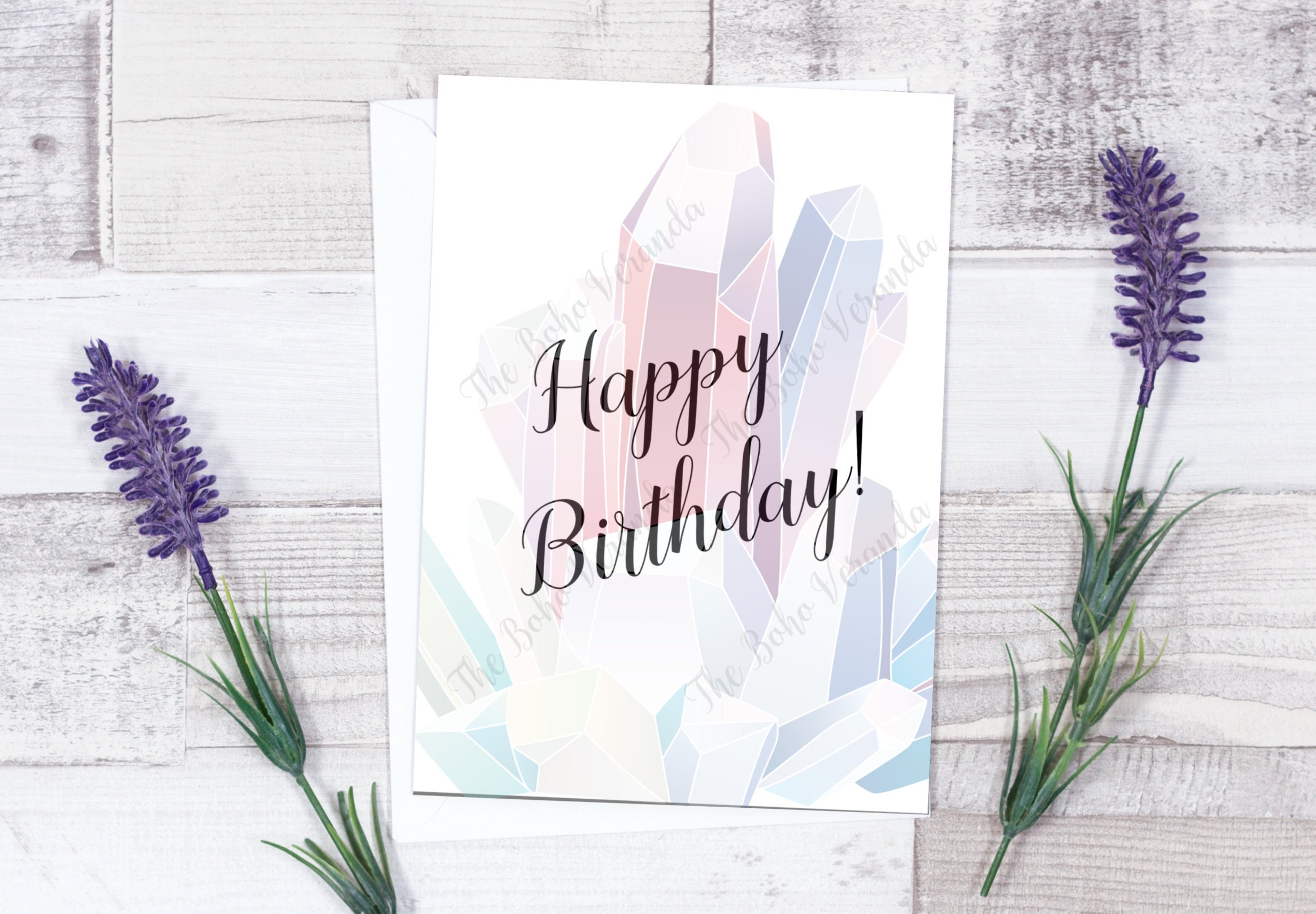 Happy Birthday Crystal Card Printable Instant Download Pastel - Etsy