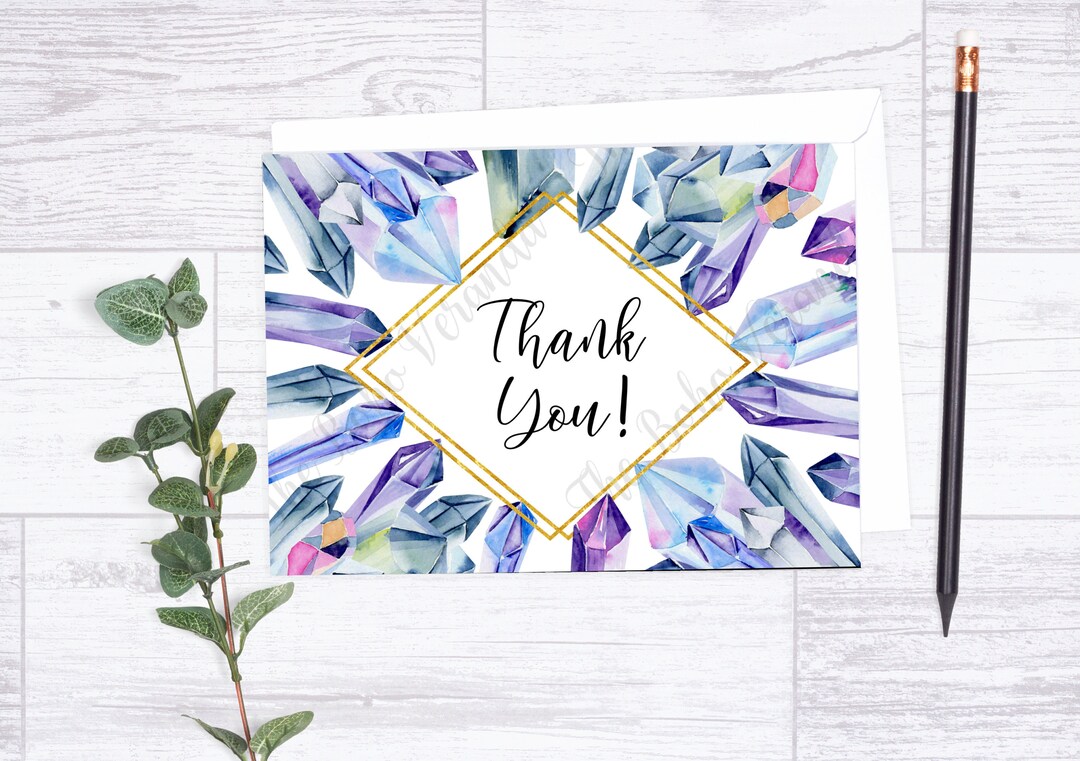 Crystal Thank You Card Printable Card Instant Download Quartz Crystal ...