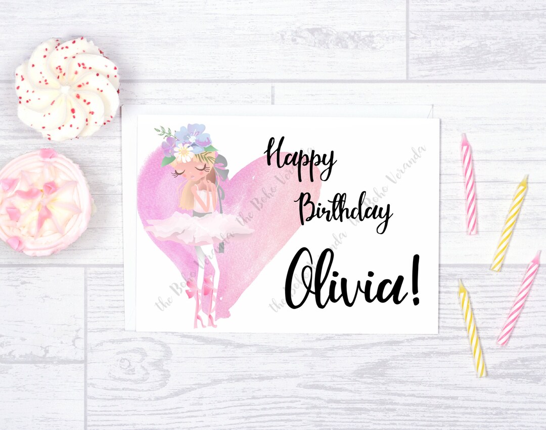 Birthday Card Printable Card Instant Download Custom Name Girls ...