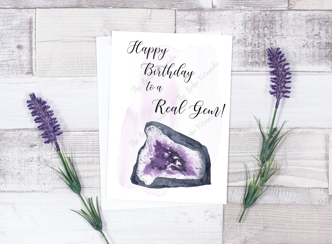 Happy Birthday Card Printable Card Instant Download Amethyst Geode ...