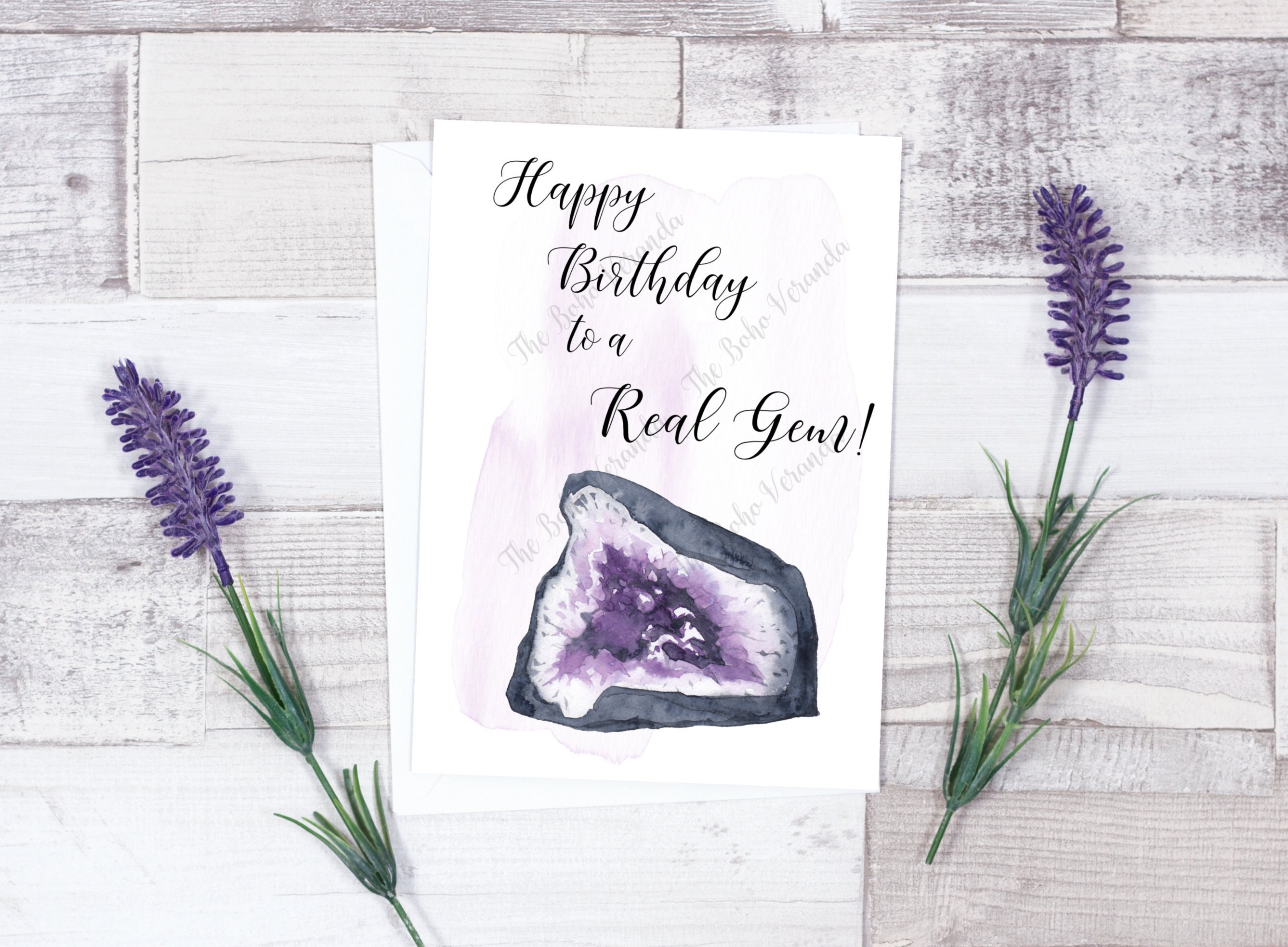 Happy Birthday Card Printable Card Instant Download Amethyst Geode ...
