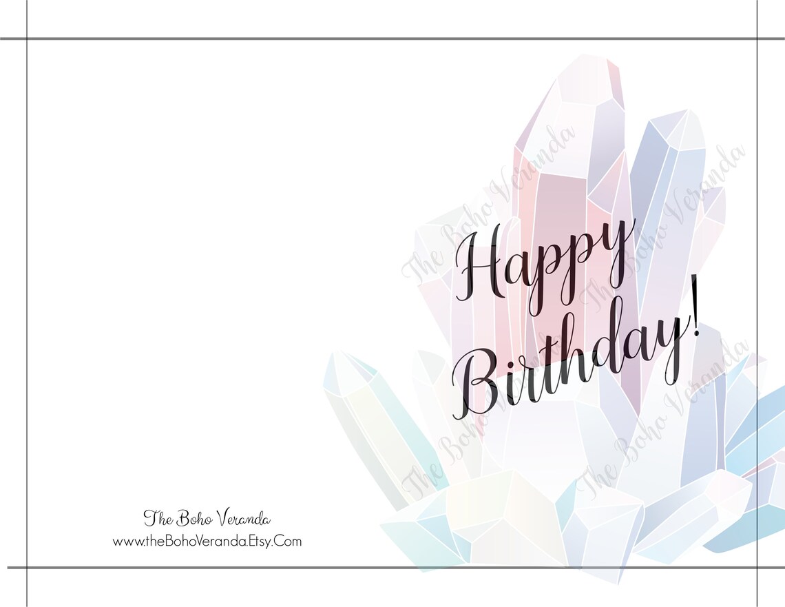 Happy Birthday Crystal Card Printable Instant Download Pastel - Etsy