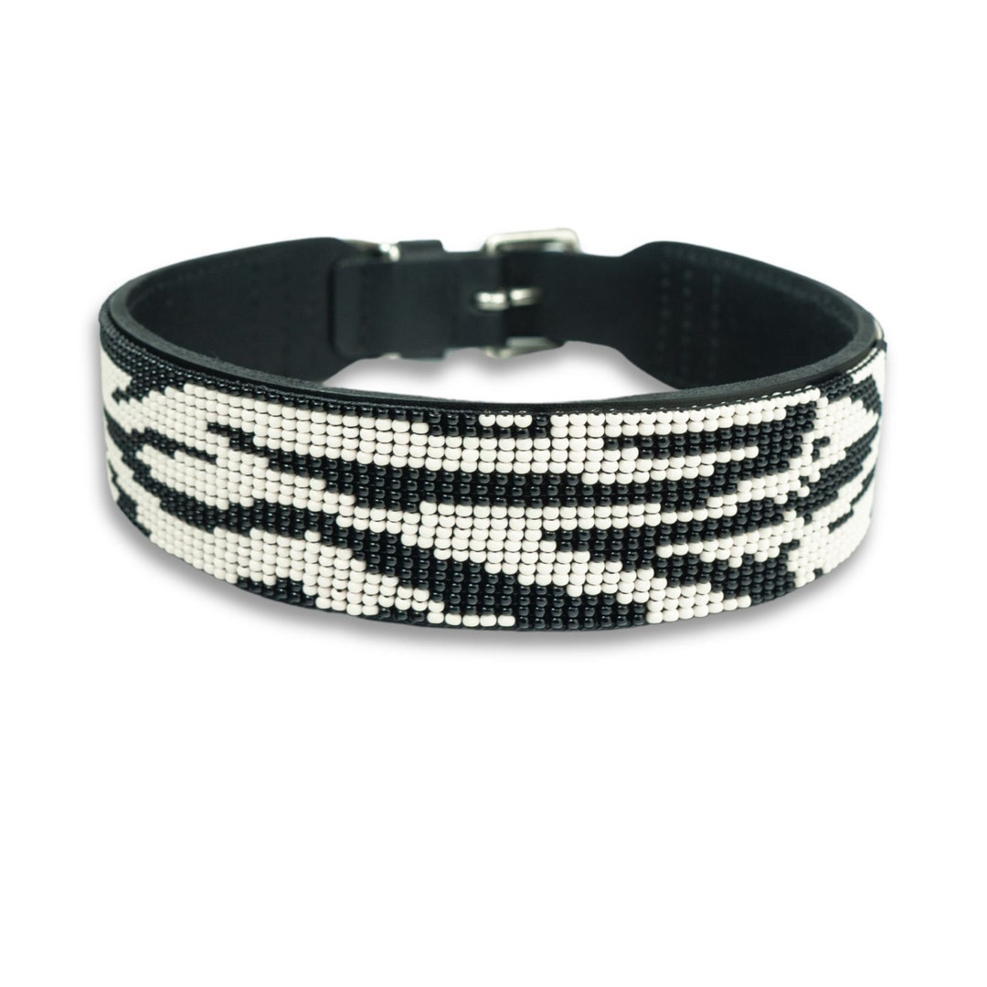 Handmade Beaded Zebra Print Leather Dog Collar - Etsy