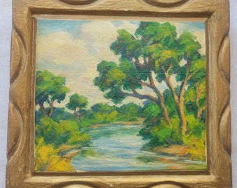 Signe Larson Oil on Board Painting of Tree by Pond Famed - Etsy