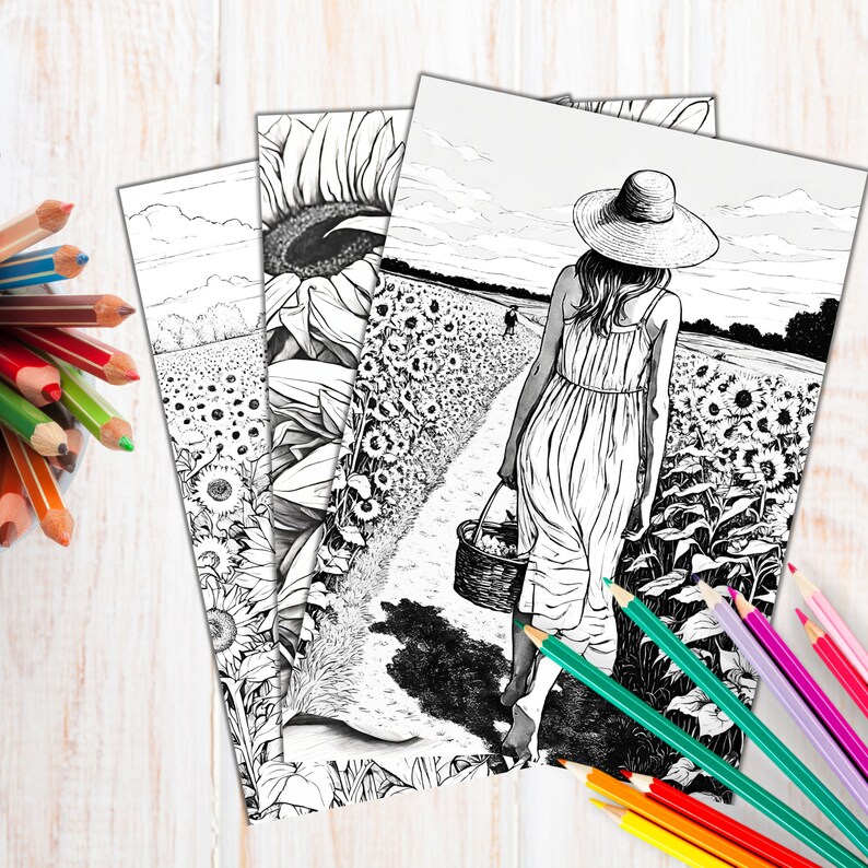 15 Sunflower Mindful Colouring Pages, Adult Colouring, Floral Colouring ...
