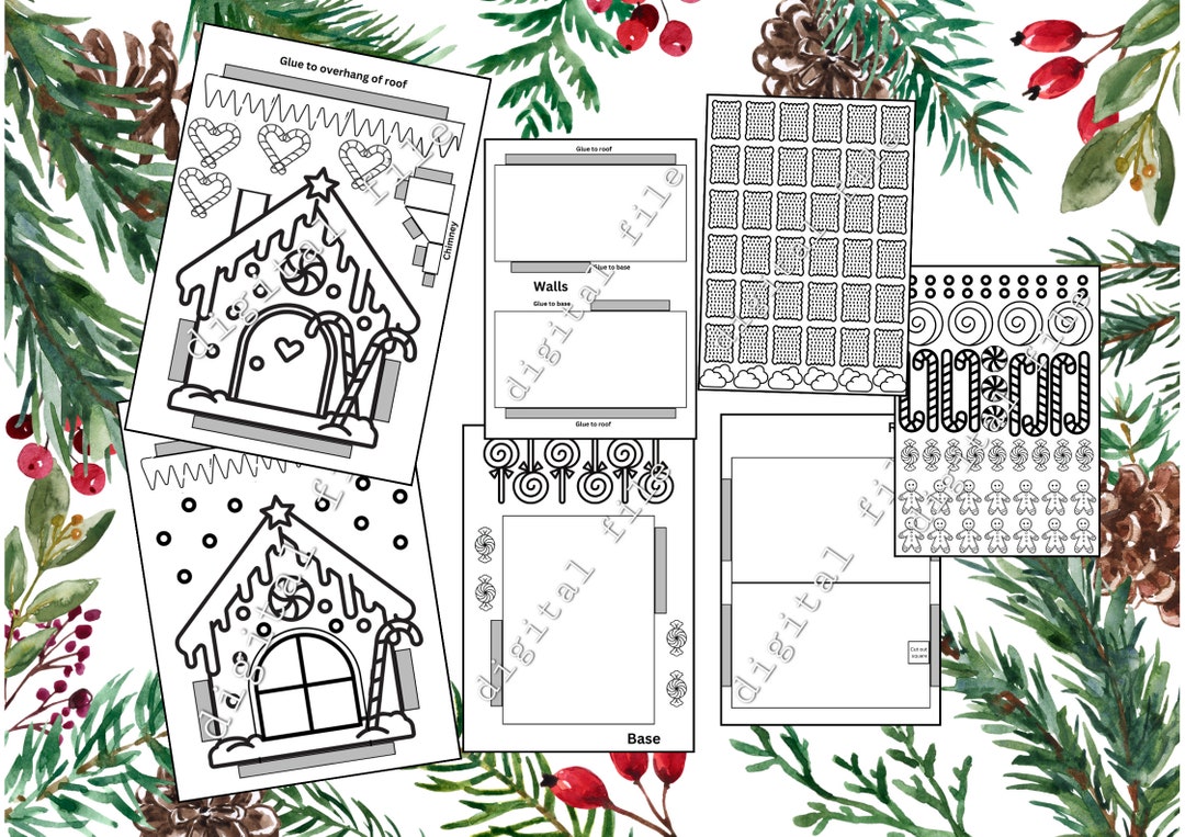 Christmas Gingerbread House, Color & Decorate, Instant Download ...