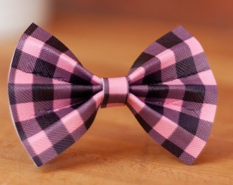 Buffalo Plaid Hair Bow Pink & Black Flannel Fabric Hair Bow - Etsy
