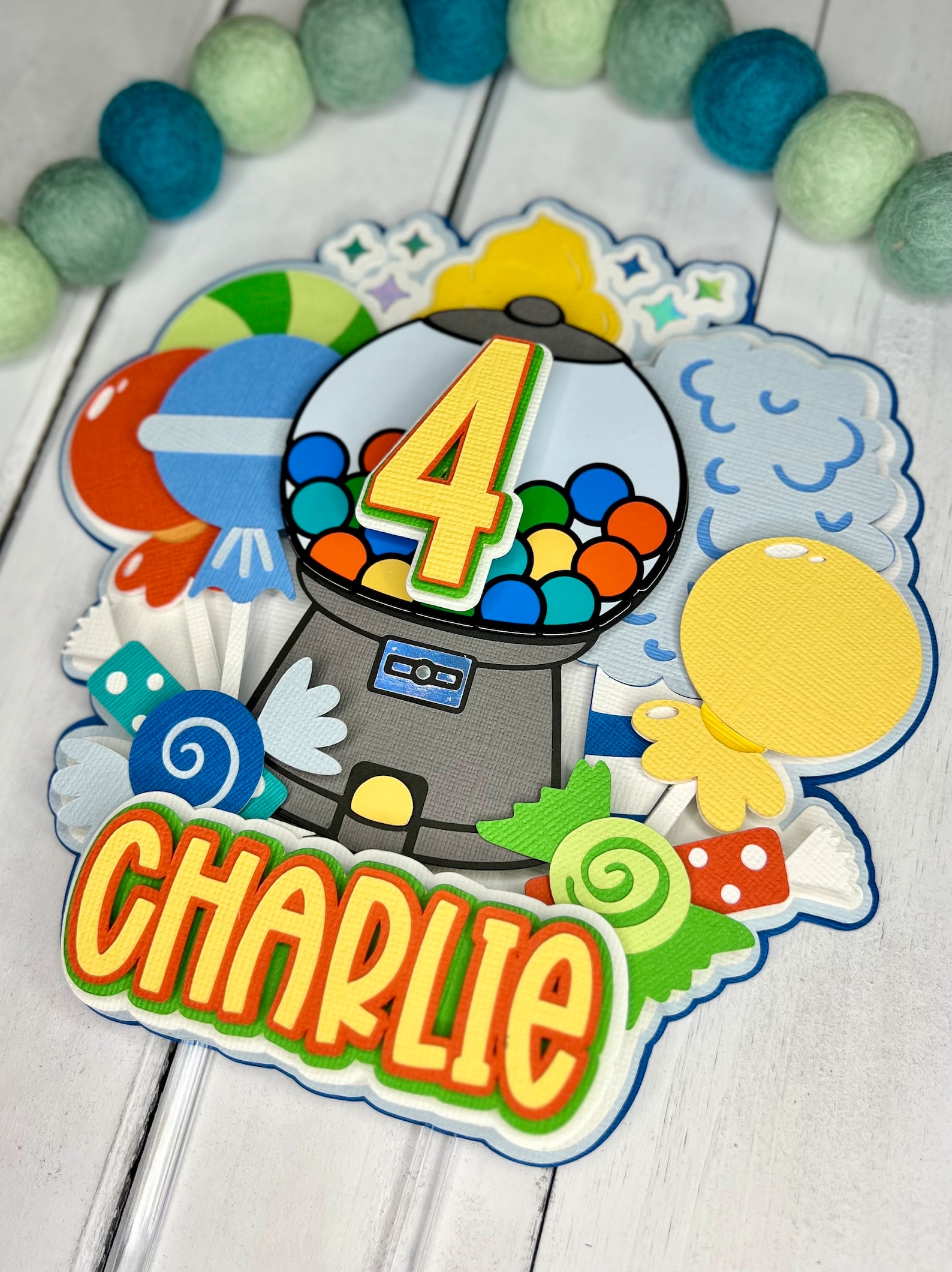 Candy Theme Cake Topper, Candyland Cake Topper, Candy Birthday Decor ...