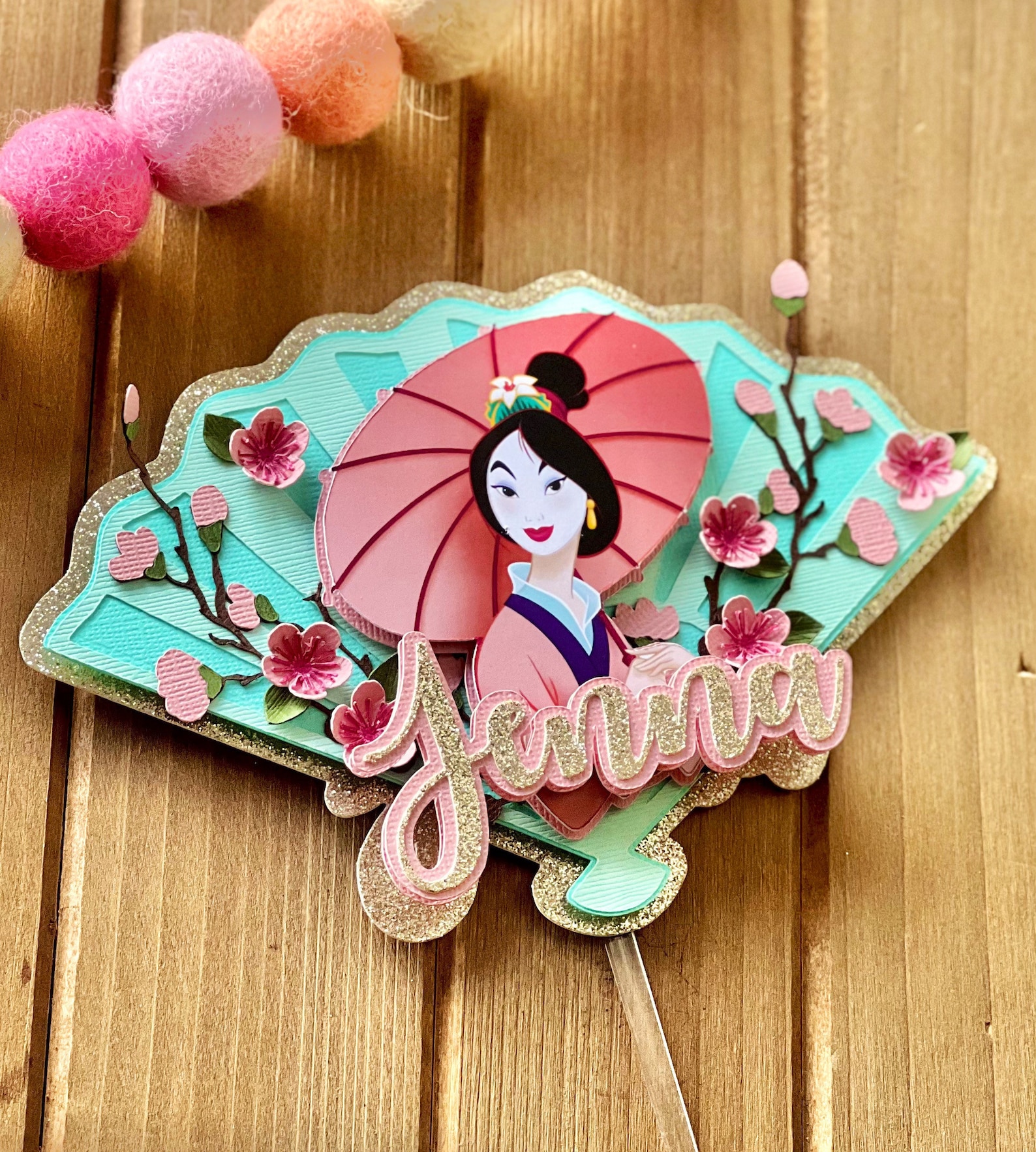 Personalized Mulan Cake Topper: Cherry Blossom Birthday Party Decor - Etsy