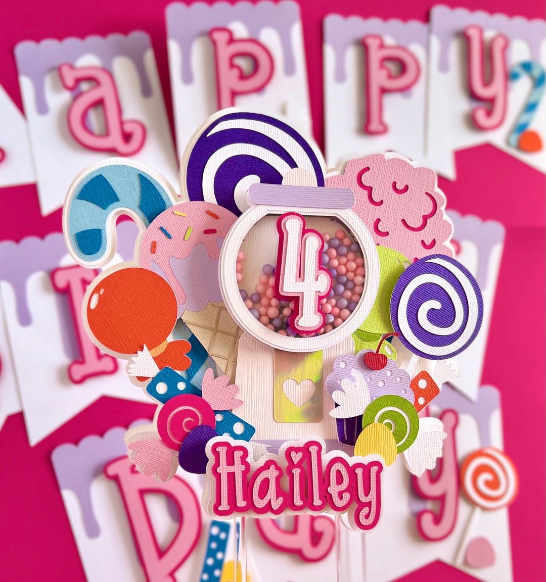 Candy Theme Cake Topper, Candyland Cake Topper, Candy Birthday Decor ...