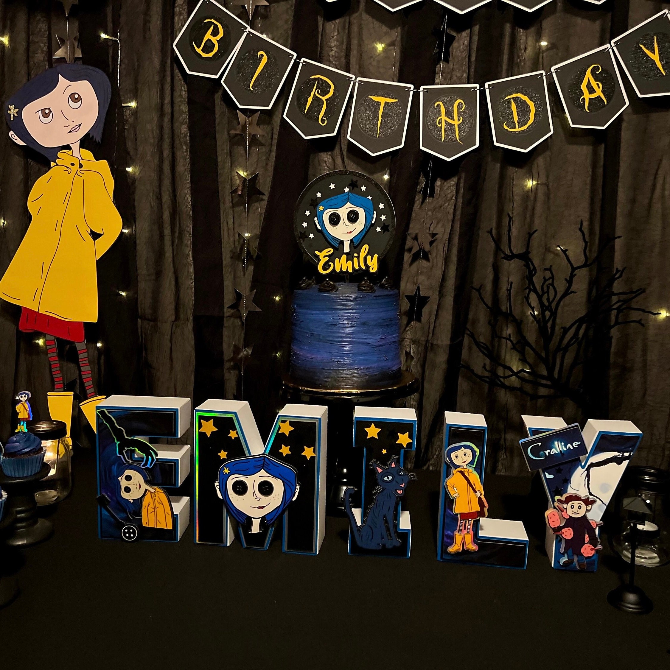 Coraline Birthday Party Decor: Cake Topper, Banner, 3D Letter - Etsy