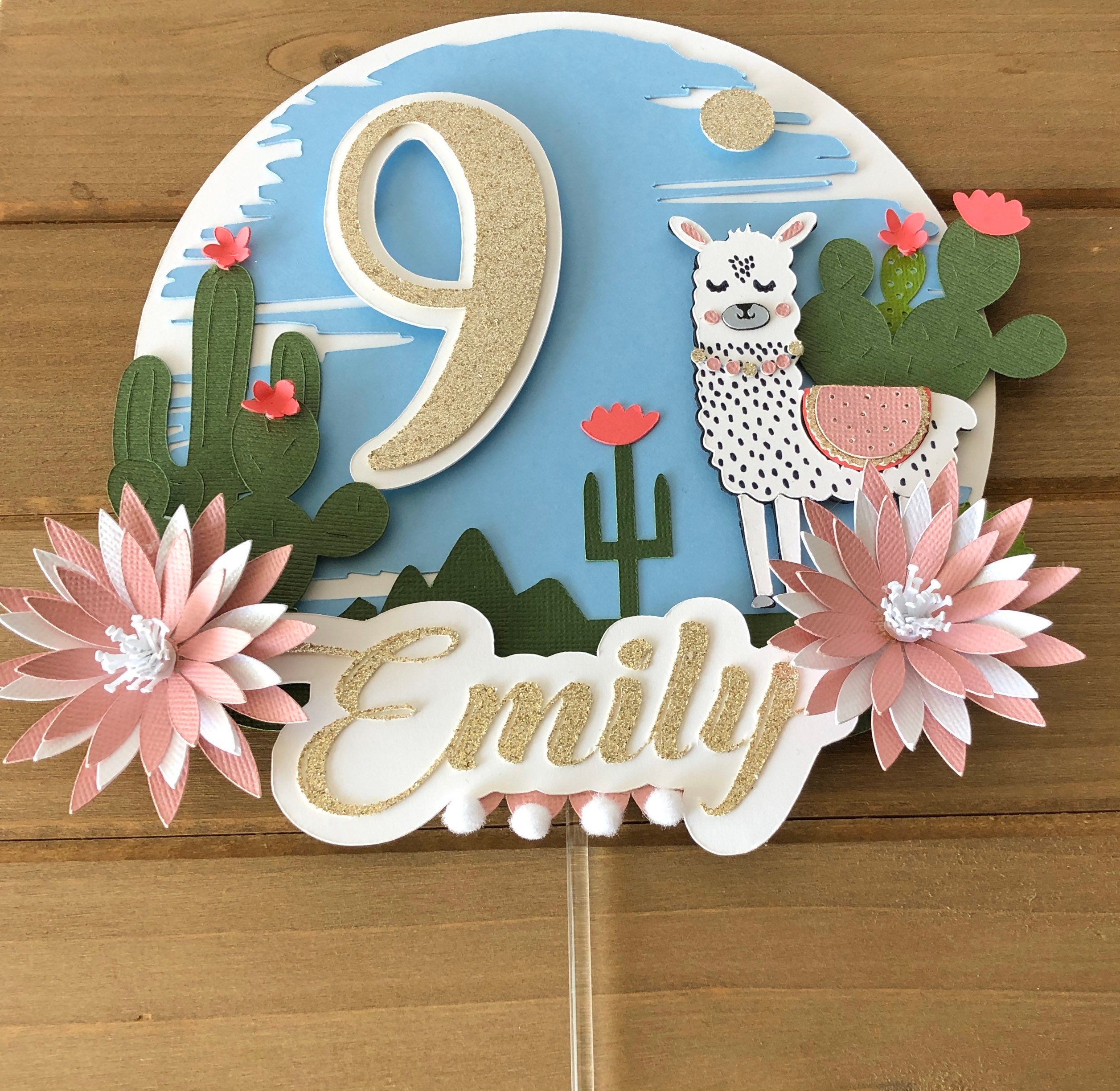 Llama cake topper Cactus cake topper Llama and cactus | Etsy