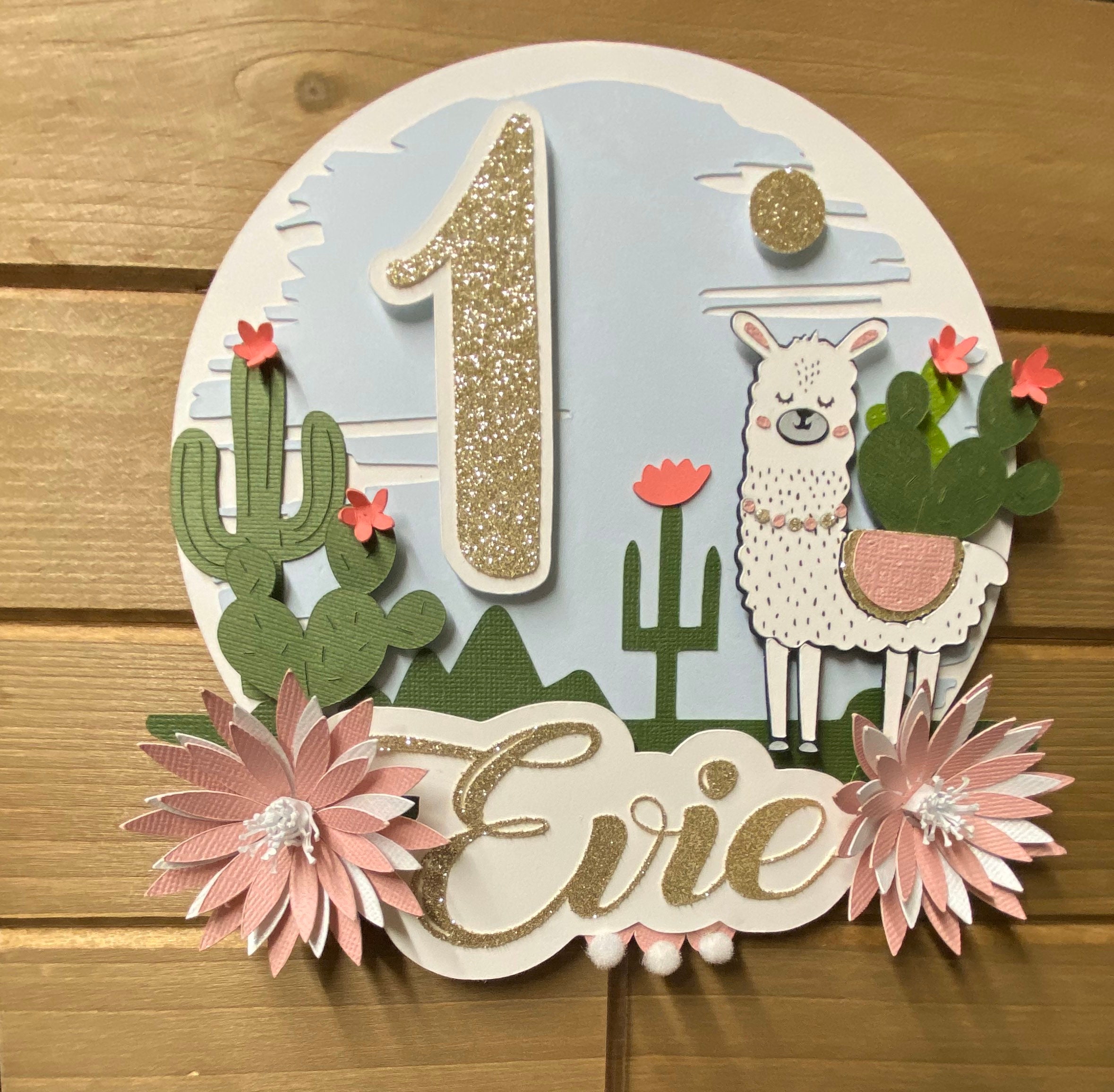 Llama cake topper Cactus cake topper Llama and cactus | Etsy