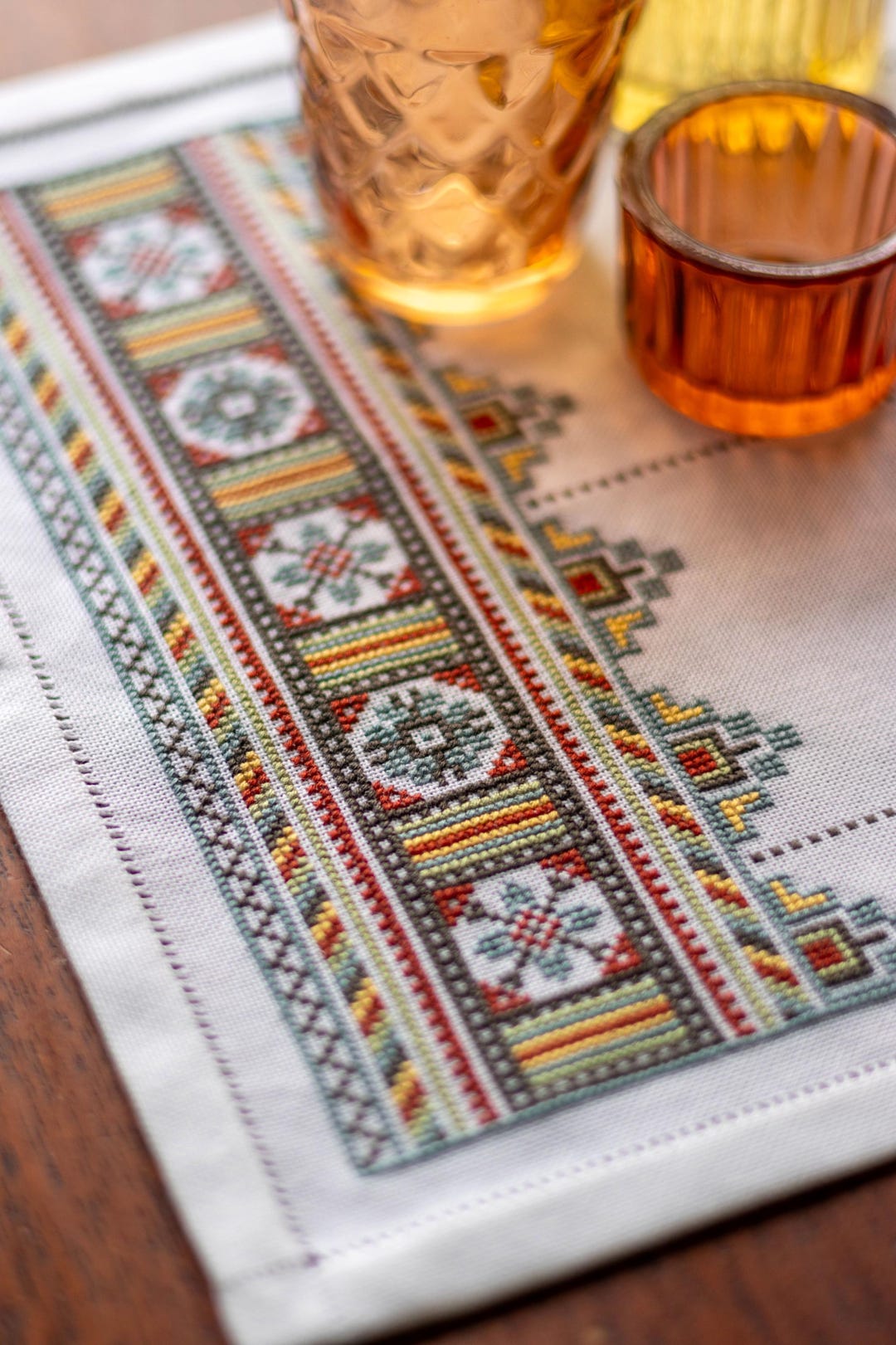 Cross Stitch Table Runner Kit Authentic Evenweave Fabric Kyivan Stars ...