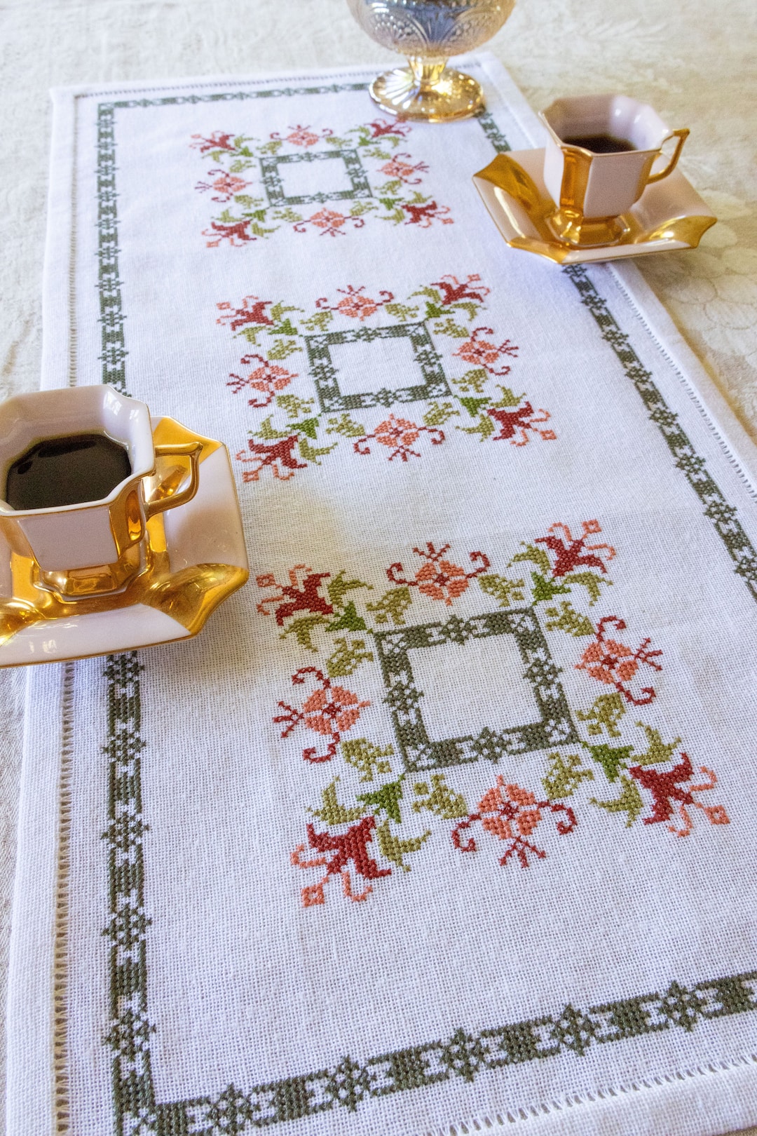 Cross Stitch Table Runner Kit Authentic Greek Fabric Anthea by Avlea ...