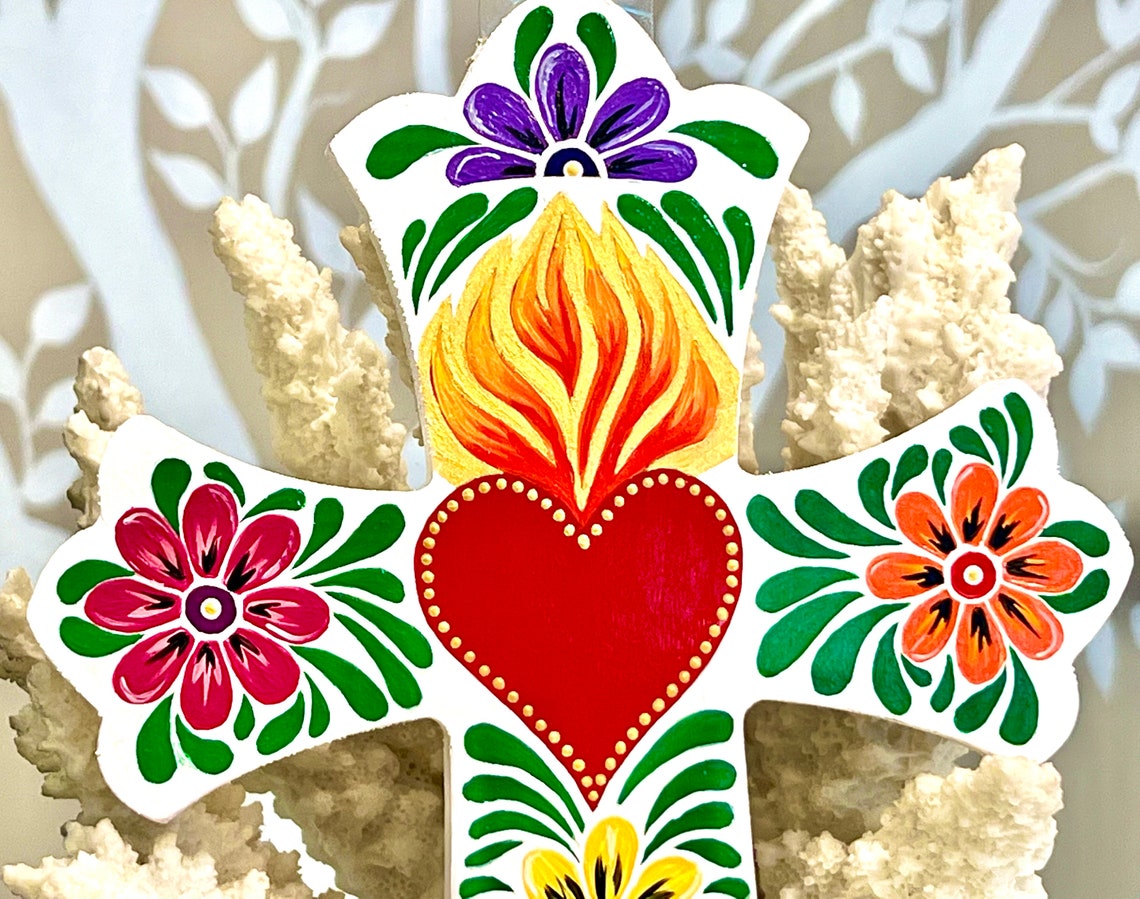 Hand Painted Wooden Crosses Set - Etsy