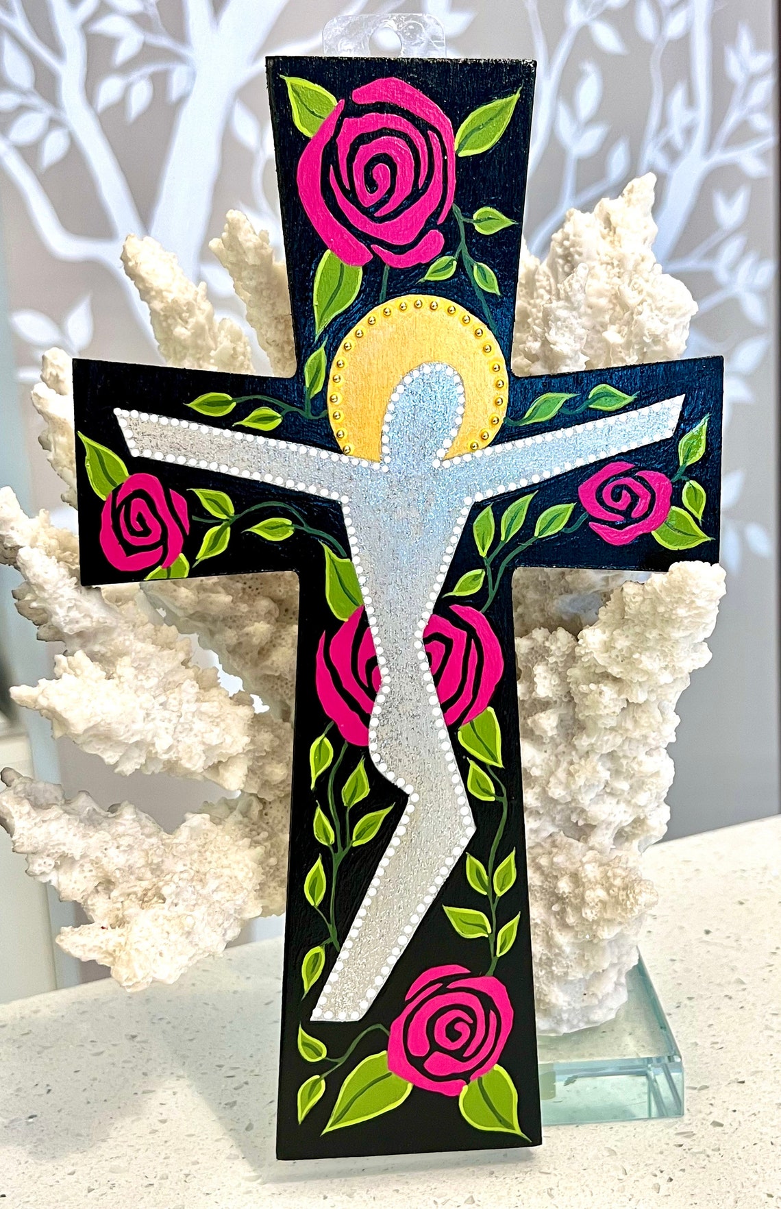 Hand Painted Wooden Crosses Set - Etsy